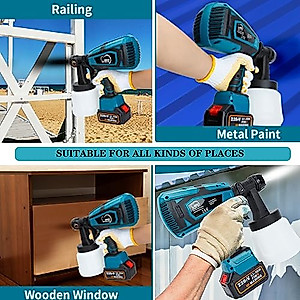 YOSOFT Cordless Paint Sprayer,Battery Operated Paint Sprayer with 2 * 21V 4.0Ah Batteries,HVLP Power Paint Sprayer Gun with 5 Copper Nozzles & 3 Patterns,1000ml Container,800W High Power Paint Sprayer