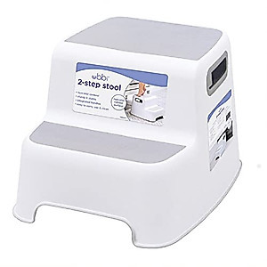 Ubbi Wide 2 Step Stool for Kids, Toddler Stool for Toilet Potty Training, Slip Resistant Soft Grip for Safety