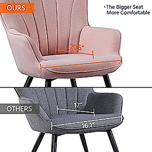 Yaheetech Accent Chair, Modern and Elegant Armchair, Linen Fabric Living Room Chair with Mental Legs and High Back for Living Room Bedroom Office Waiting Room, Pink
