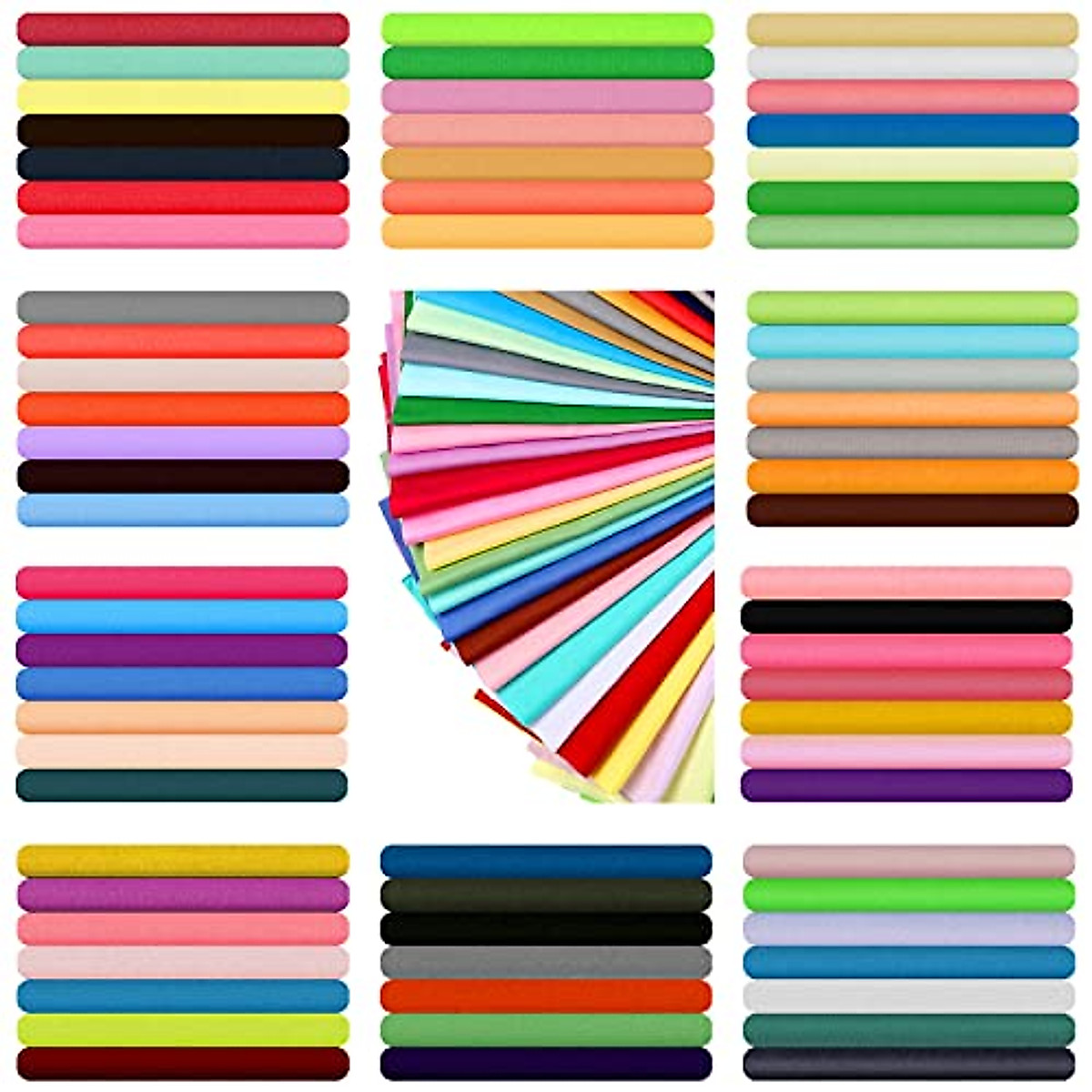 200 Pieces 10 x 10 Inches Solid Color Cotton Fabric Square Fabric Craft Fabric Scraps Multi Color Cotton Quilting Fabric Bundles Patchwork Precut for DIY Craft Sewing Clothing