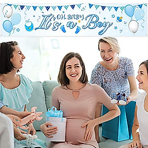 Baby Shower Decoration for Boy, Baby Shower Banner, Horizontal Large Blue Fabric It Is A Boy Sign Banner Backdrop Background Baby Shower Yard Sign Party Decoration Photo Booth for Boy, 71 x 15.7 Inch