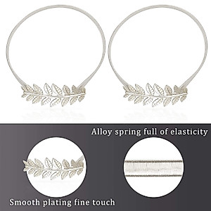 4Pack Aluminum Alloy Spring Design Curtain Tiebacks - Leaf Carving Design Curtain Ties for Drapes - Modern Style Holdbacks (Silver Leaf)