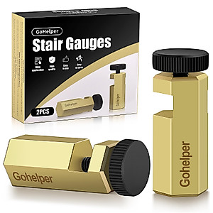 Brass Framing Square Stops, Stair Gauge set for Framing Square, Tall Heavy Duty Brass, Lengthen Hexagonal Brass body, Enlarge Knob for Carpentry Squares Stair and Rafter, Circular Saw