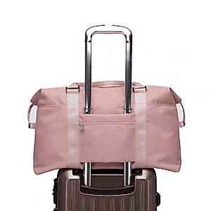 WPODAR Gym Bag for Women, Pink Duffle Bag Tote Bag Shoulder Bag Travel Bag for Women for Plane, Duffle Bag for Swimming Yoga with Dry Wet Separated Pocket for Training