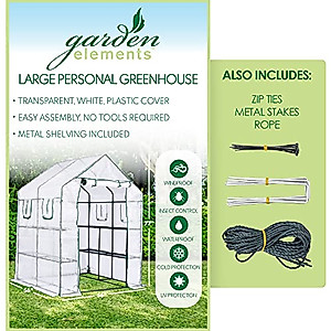 Garden Elements Personal Plastic Indoor/Outdoor Standing Greenhouse for Seed Starting and Propagation, Frost Protection (Clear, Large, 77" x 56" x 56")