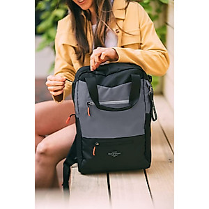 Sherpani Camden, Convertible Backpack Tote, Travel Backpack Purse, Laptop Backpack, Recycled Nylon Backpack, Crossbody Bags for Women Fits 15 Inch Laptop (Stone)