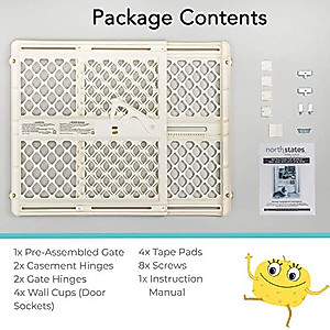Toddleroo by North States 42” Wide Supergate Ergo Baby Gate, Made in USA: for doorways or stairways. Includes Wall Cups. Pressure or Hardware Mount. 26” - 42” Wide (26" Tall, Ivory)