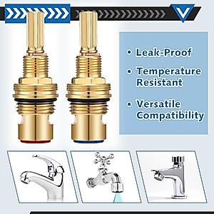 Yaocom Brass 1-001 and Brass 1-002 Ceramic Valve Set Ceramic Valve Cartridge Faucet Cartridge Replacement Compatible with Cold Widespread Cartridge and Hot Widespread Cartridge, Brass Construction
