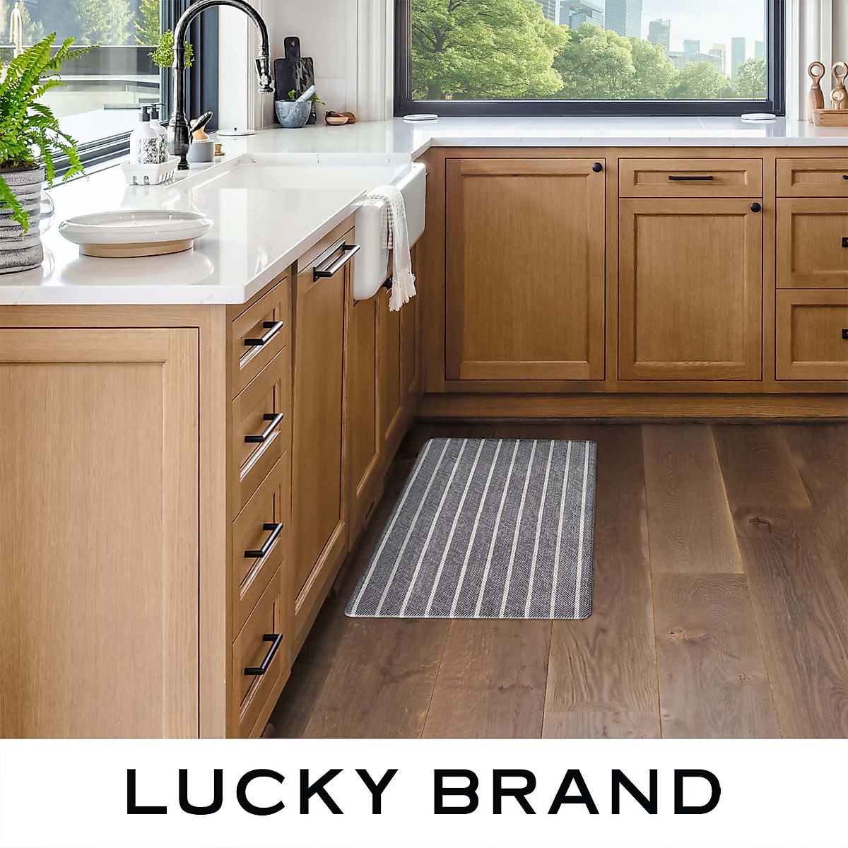 Lucky Brand Printed Wellness Mat - Cushioned Comfort Kitchen Mat - Easy to Clean - Anti-Fatigue & Skid-Resistant - 12mm Montanita Print 20" x 39" - Grey