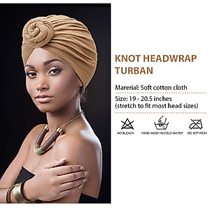 SATINIOR 8 Pieces Women African Turban Flower Knot Headwrap Pre Tied Bonnet Beanie Cap Headwrap Hair Loss Wrap Headband Tie (Fresh Color)