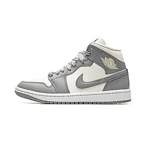 Jordan Women's WMNS Air 1 MID shoe, White/Metallic Silver-metallic, 6.5