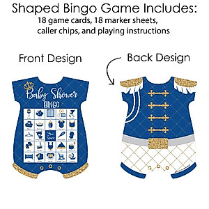 Big Dot of Happiness Royal Prince Charming - Picture Bingo Cards and Markers - Baby Shower Shaped Bingo Game - Set of 18