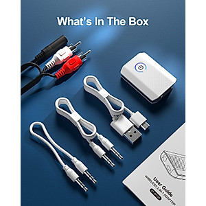 Aisidra Bluetooth Transmitter Receiver V5.0 Bluetooth Adapter for Audio, 2-in-1 Bluetooth AUX Adapter for TV/Car/PC/MP3 Player/Home Theater/Switch, Low Latency, Pairs 2 Devices Simultaneously