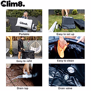 Clim8 Ice Bath Tub for Athletes: 85 Gallons Cold Plunge Tub with Lid, Insulated 4 Layers Portable Freestanding Ice Plunge Tub for Recovery