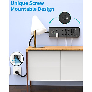 Surge Protector Power Strip with USB, Silicone Extension Cord with 10 Outlets 3 USB Charging Ports and 1 USB-C Charging Port, 1875W/15A Overload Surge Protection, Gift for Mother's Day