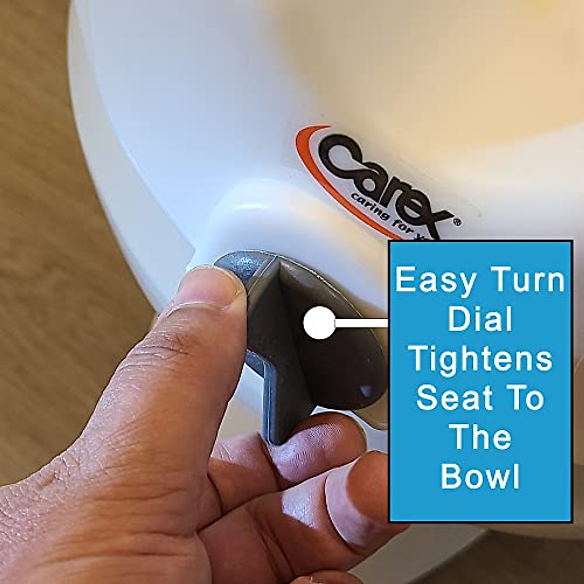 Carex 4.5 Inch Raised Toilet Seat with Arms - For Elongated Toilets, Elevated Toilet Riser with Removable Padded Handles, Easy On and Off, 300lb Weight Capacity, White