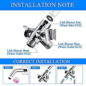 PSYLC All Metal 3-Way Shower Arm Diverter Valve/Solid Brass Shower Splitter For Rain Shower Head & Handheld Shower Head - G1/2 Bathroom Universal Shower System Replacement Part(Chrome)