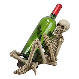 Ebros Gift Large Day of The Dead Grinning Horny Skeleton Humping Wine Bottle Holder Statue 10.25" Long As Halloween Macabre Ossuary Accent Decor Skulls and Skeletons Collection
