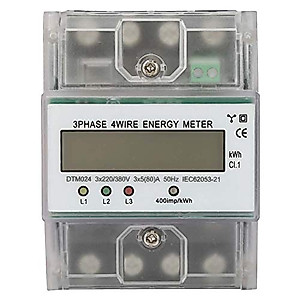 3 Phase Power Meter DTM024 Digital LCD Display Energy Meter Electric Kilowatt Hour Meter, 220/380V 5-80A