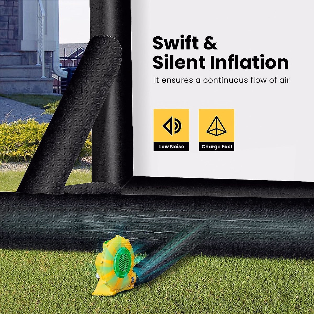 VIVOHOME 20 FT Inflatable Projector Screen for Outside, Blow Up Movie Screen Outdoor Use, Mega Large TV Screen with Carry Bag for Backyard, Triangular Back Support