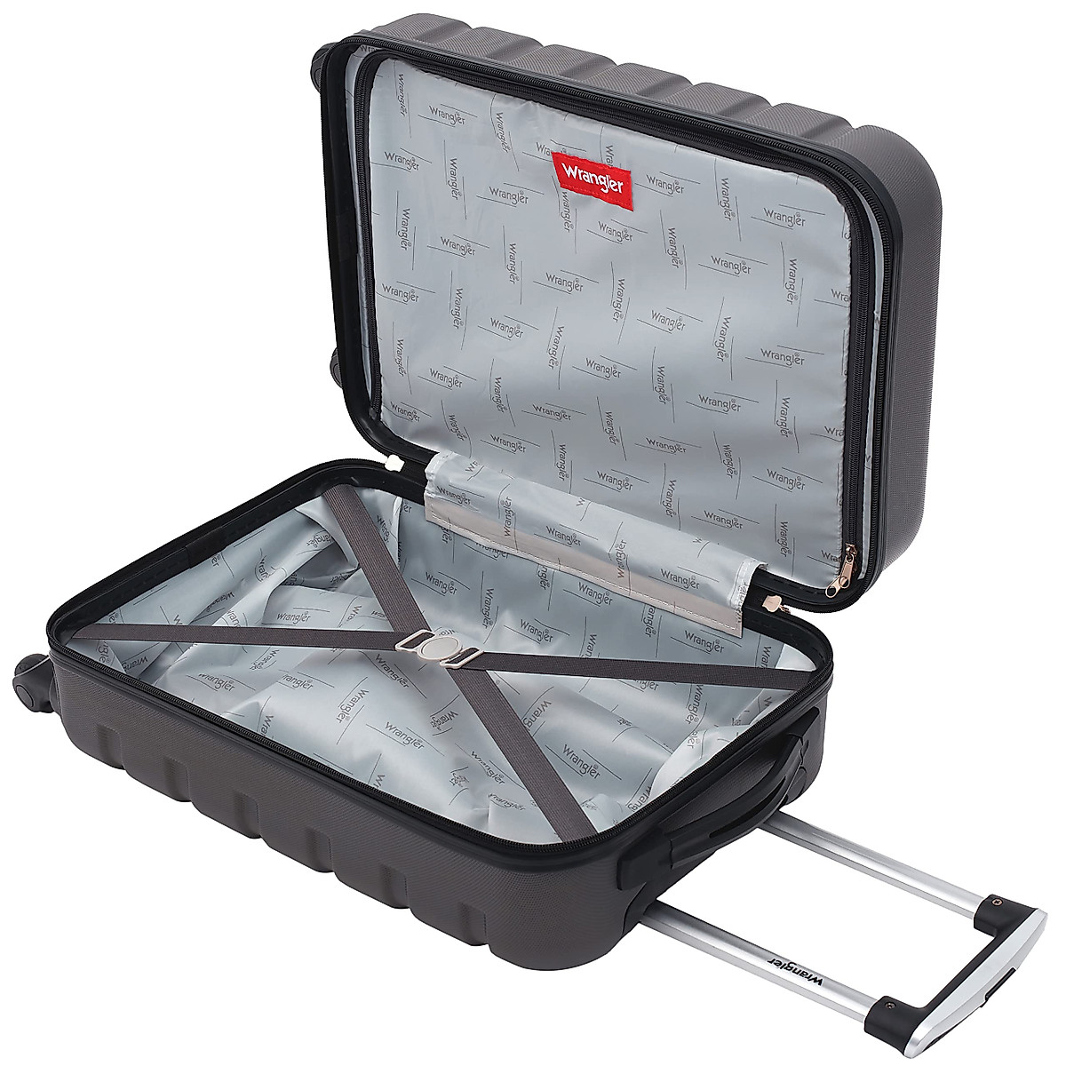 Wrangler Hardside Carry-On Spinner Luggage, Charcoal Grey, 20-Inch