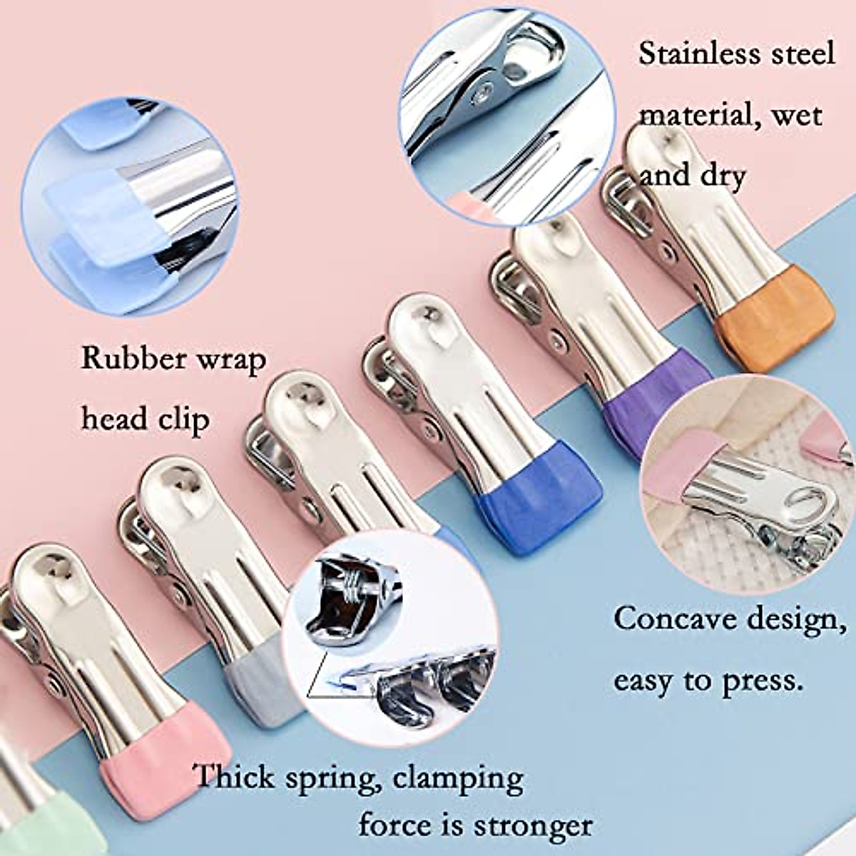 Clothes Pins for Hanging Clothes Clothespins - Colored Heavy Duty Clothespins for Clothesline, Stainless Steel Metal Clips for Clothes, Socks, Towel, Photo, Snack, 30 Pack
