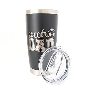 20 oz Soccer Dad Coffee Travel mug with lid (Black), Insulated Tumbler, Soccer Gifts for Men, Stainless Steel Coffee Mug