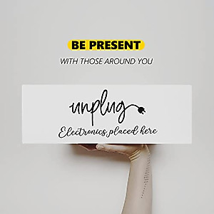 CHONIC Unplug Box, Farmhouse Style Be Present Phone Box, Cell Phone Basket for Home, Wood Mobile Phone Jail, Family Time Out Charging Station for Phone Tablet Electronics Holder (White)