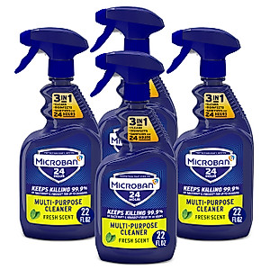 Microban Disinfectant Spray, 24 Hour Sanitizing and Antibacterial Spray, All Purpose Cleaner, Fresh Scent, 22 Fl Oz (Pack of 4)