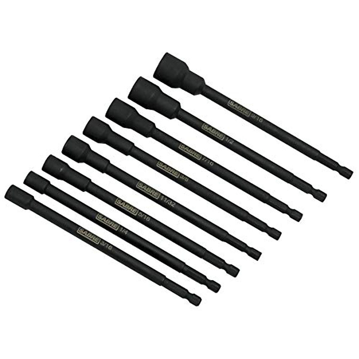 Sabre Tools 8 Piece SAE Impact Magnetic Nut Driver Set – 6 Inch Length, 1/4 Inch Hex Shank, Magnetic Socket Tip (8 Piece SAE Set)