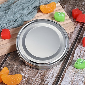 Uiifan 2 Pcs 304 Stainless Steel Replacement Mason Jar Lids Wide Mouth Canning Airtight Reusable Lids Rust Leakproof Lids for Continuous Thread Closure Jar Summer Party(142mm, 2 Gallon,Silver)