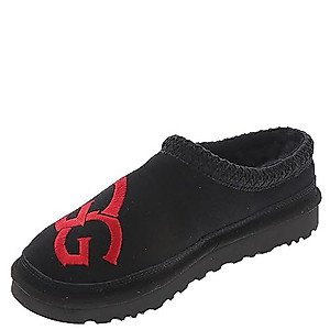 UGG Men's Tasman Logo Slipper, Black / Samba Red, 10