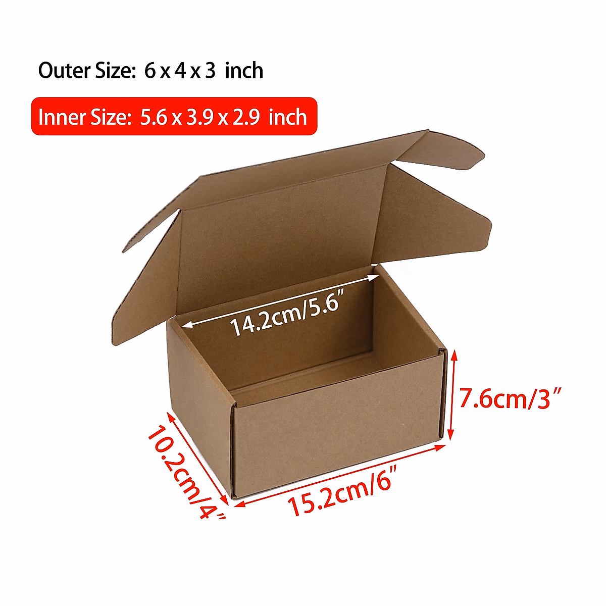 Sodissa 6x4x3 Inches Shipping Boxes Pack of 25, Brown Corrugated Cardboard Boxes for Small Bussiness