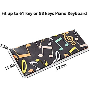 Piano Keyboard Cover,Stretchable Dust-proof Piano Cover with Adjustable Elastic Band for Electronic Keyboard,Digital Piano Keyboard Bags Cases Covers with Music Symbol Print, Suit for 61/88 Keys.
