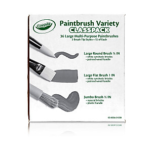 Crayola Paintbrush Variety Classpack, School Supplies, 36 Large Paint Brushes For Kids, Assorted