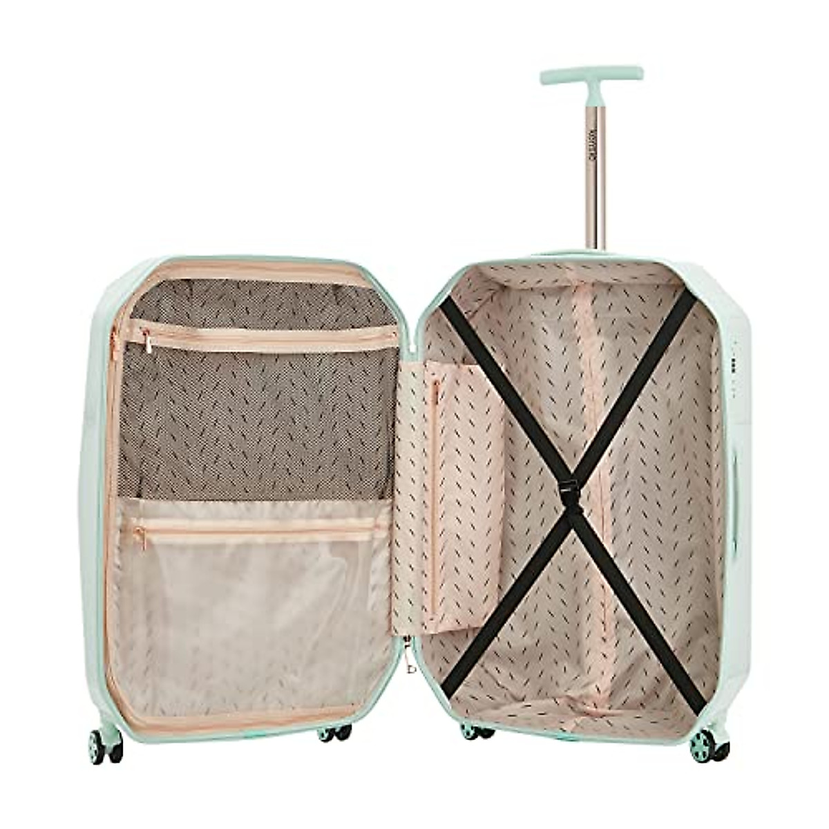 kensie Women's 3D Gemstone TSA Lock Hardside Spinner Luggage, Mint, 20-Inch Carry-On