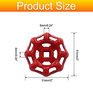 Unlorspy 2Pcs Red Round Wheel Handle Hose Bib Handle 6x6mm Iron Outside Faucet for Valve Shafts Replacement Parts