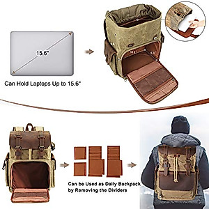 Endurax Leather Camera Backpack Bag for Photographers Waterproof DSLR Backpacks