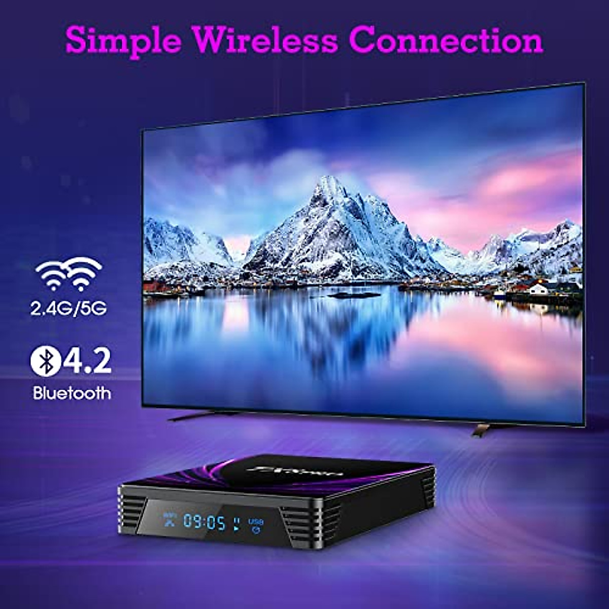 2022 Newest Android TV Box 11.0, Android TV Box 4GB RAM 32GB ROM with RK3318 Quad-Core 64 Bits, Android Box Dual-WiFi 2.4GHz/5GHz BT 4.2 USB 3.0 3D 4K/6K with Wireless Mini Keyboard