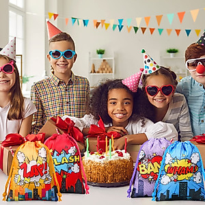 24 Pieces Hero Party Drawstring Bags, Colorful Hero Party Favor Gift Treat Bags Christmas Birthday Supplies for Wedding Classroom Party Baby Shower Candy Goodie Rewards Prize Bags 7.1 x 5.1 inches