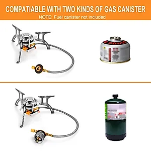 WADEO Camping Gas Stove, 3700W Portable Backpacking Stove with Piezo Ignition, Portable Burner, Camping Stove Adapter and Carrying Case for Outdoor Cooking
