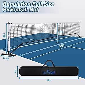 LAOFEIXIE Portable Pickleball Net, Heavy-Duty 22 FT Regulation Size Pickle Ball Net Portable Outdoor with Steady Metal Frame and Strong PE Net, Portable Pickleball Net for Driveway with Carrying Bag