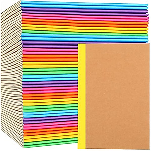 60 Packs A5 Kraft Notebooks, Rainbow Composition Journal Notebook, Kraft Lined Notebooks, Rainbow Spine Journal with 60 Pages 30 Sheets for School Students Kids Office Home Use, 8.3 X 5.5 Inches