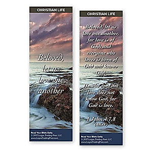 Christian Bookmark with Bible Verse, Pack of 25, Christian Life Themed, Beloved, Let Us Love One Another, 1 John 4:7-8