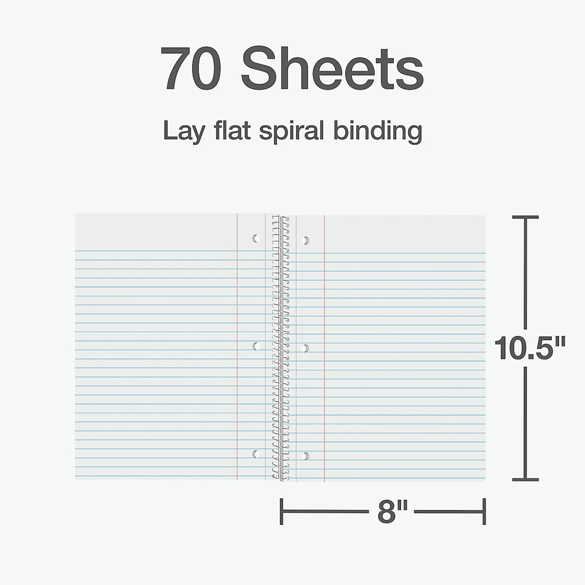 Oxford Spiral Notebook 12 Pack, Bulk College Ruled Spiral Notebooks for School, 1 Subject Journal For School, Wide Ruled Paper, 8 x 10-1/2 Inch, Blue Covers, 70 Perforated Lined Sheets (65218)
