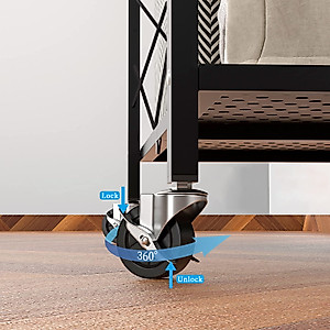 Txxplv 4-Tier Folding Shelf Storage Shelves Heavy Duty Foldable Metal Shelving Units Racks with Wheels No Assembly Required Great for Kitchen and Garage Shelf