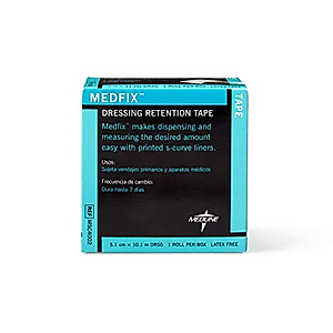 Medline MedFix Dressing Retention Tape with S-Release Liner, Secures Primary Dressings and Medical Appliances, 2" x 11 yd