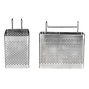 Cutlery Holder, Stainless Steel Drying with Hooks Square Storage Stand Holder for Spoon Case Organizerzer Sink Basket, Kitchen Utensils Chopsticks fork Holder Drying Rack Basket (two Compartments)