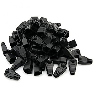 GFORTUN 100pcs RJ45 Cat6 Cat5E Ethernet Cable Snagless End Boots Cap Connector Cover Modular (Black)
