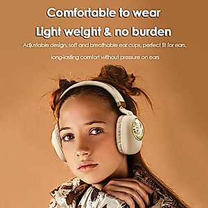 Kids Bluetooth Headphones Wired with Microphone for School - Wireless Boy Girls Noise Cancelling Over Ear Bluetooth Headphones Foldable Children Headsets for iPad Kindle Airplane Travel Tablet Pink